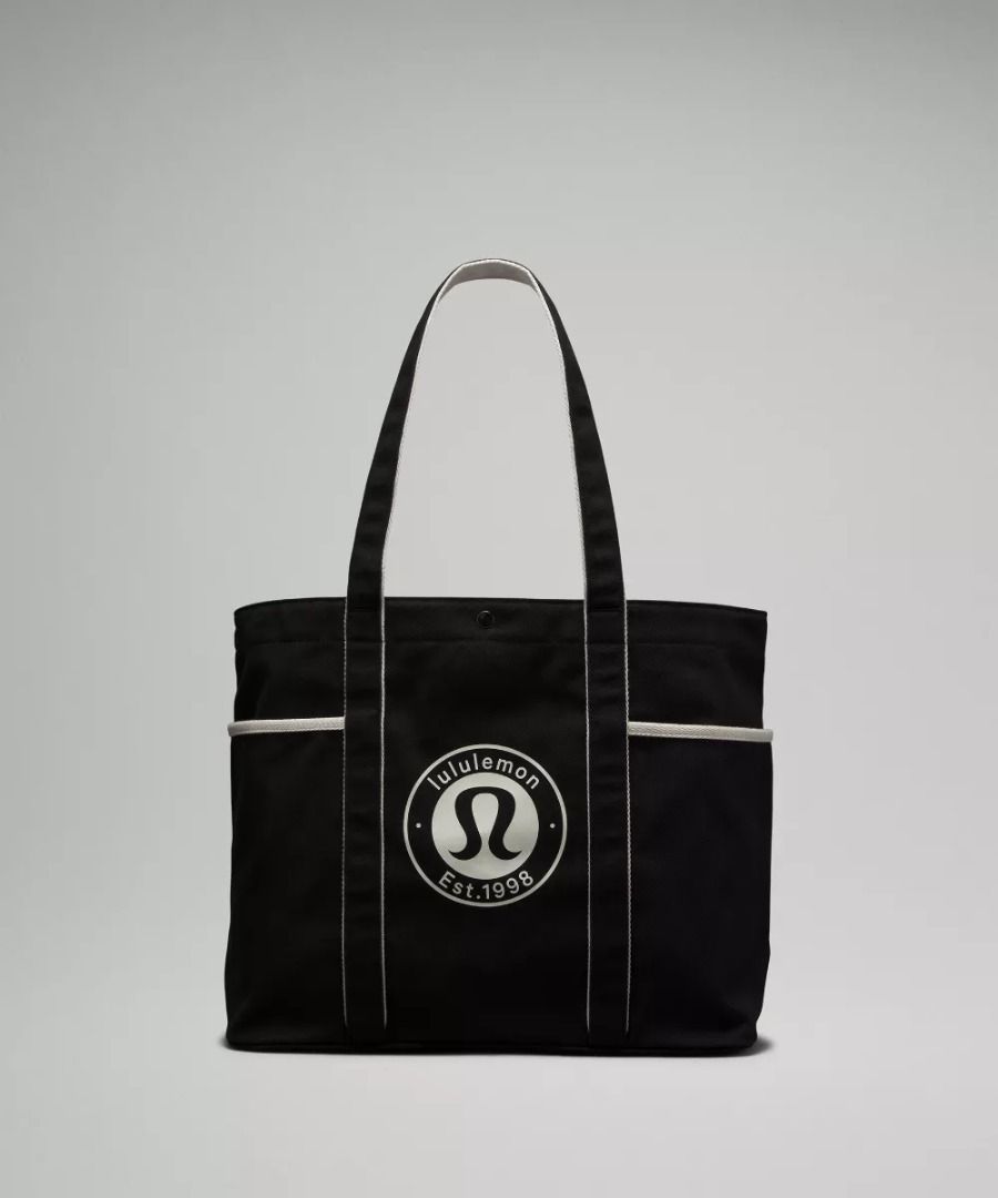 Lululemon Daily Multi-Pocket Canvas Tote Bag 20L Logo - Black, Women's ...
