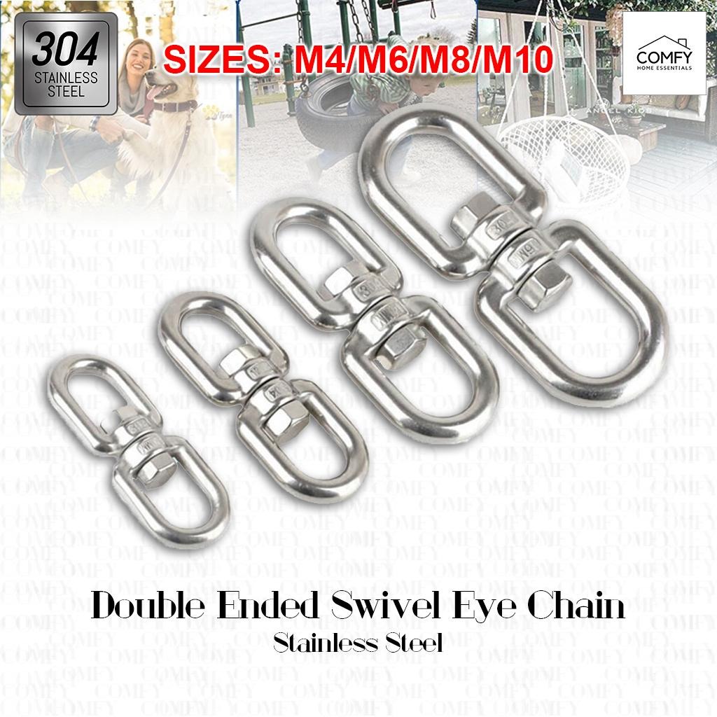 M4 M6 M8 M10 Stainless Double Ended Swivel Eye Chain Marine Ringing ...