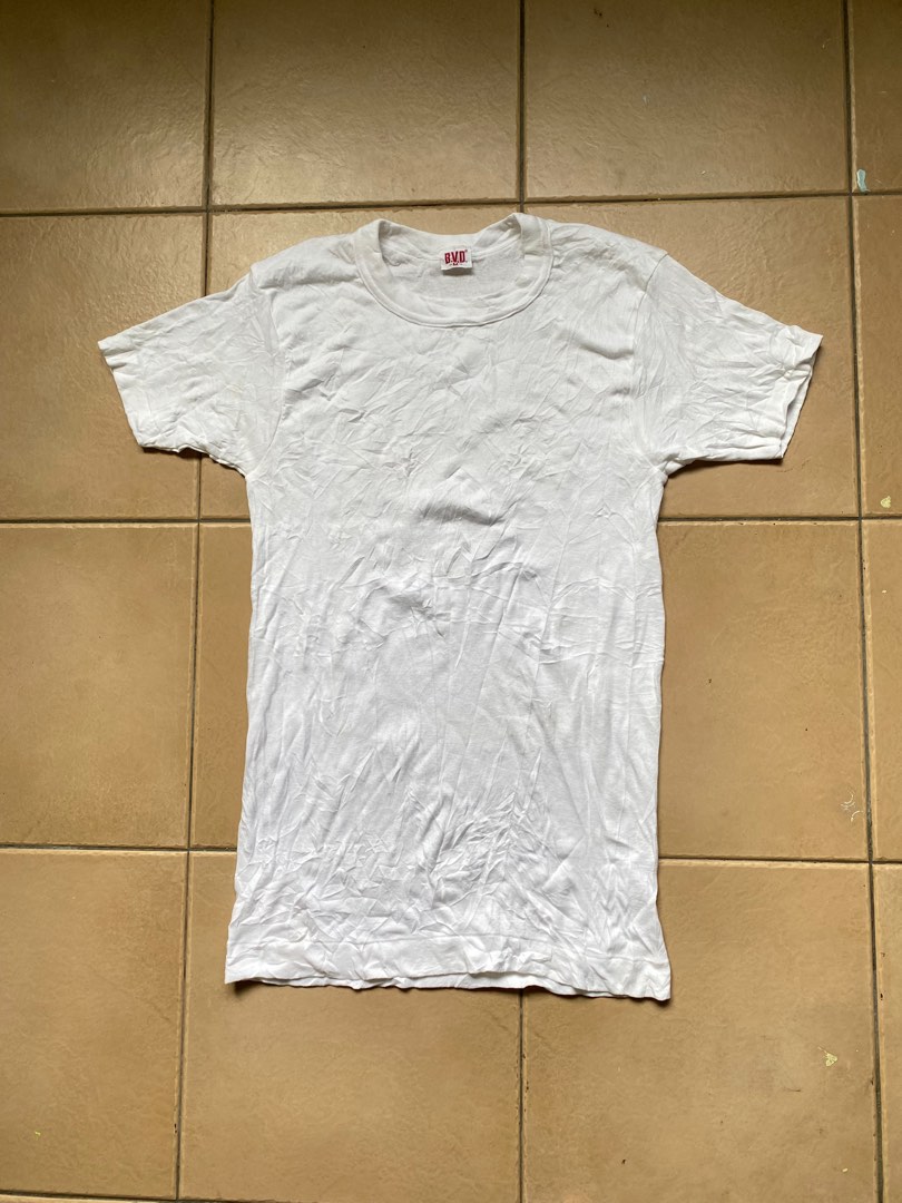 (M) Vintage BVD white plain shirt made in japan, Men's Fashion, Tops ...