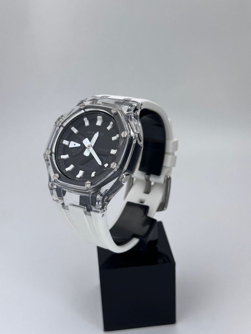 Original G-Shock GA2100 Mod Clear White AP Full Set, Men's Fashion ...