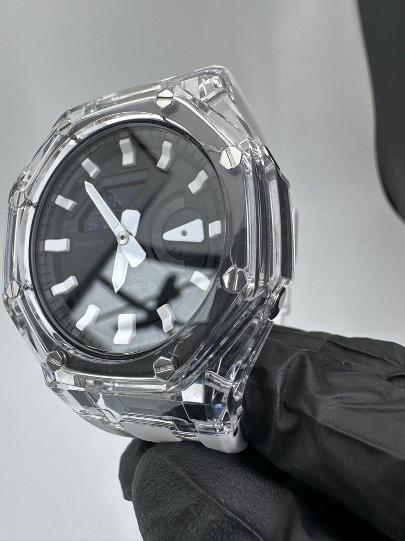 Original G-Shock GA2100 Mod Clear White AP Full Set, Men's Fashion ...