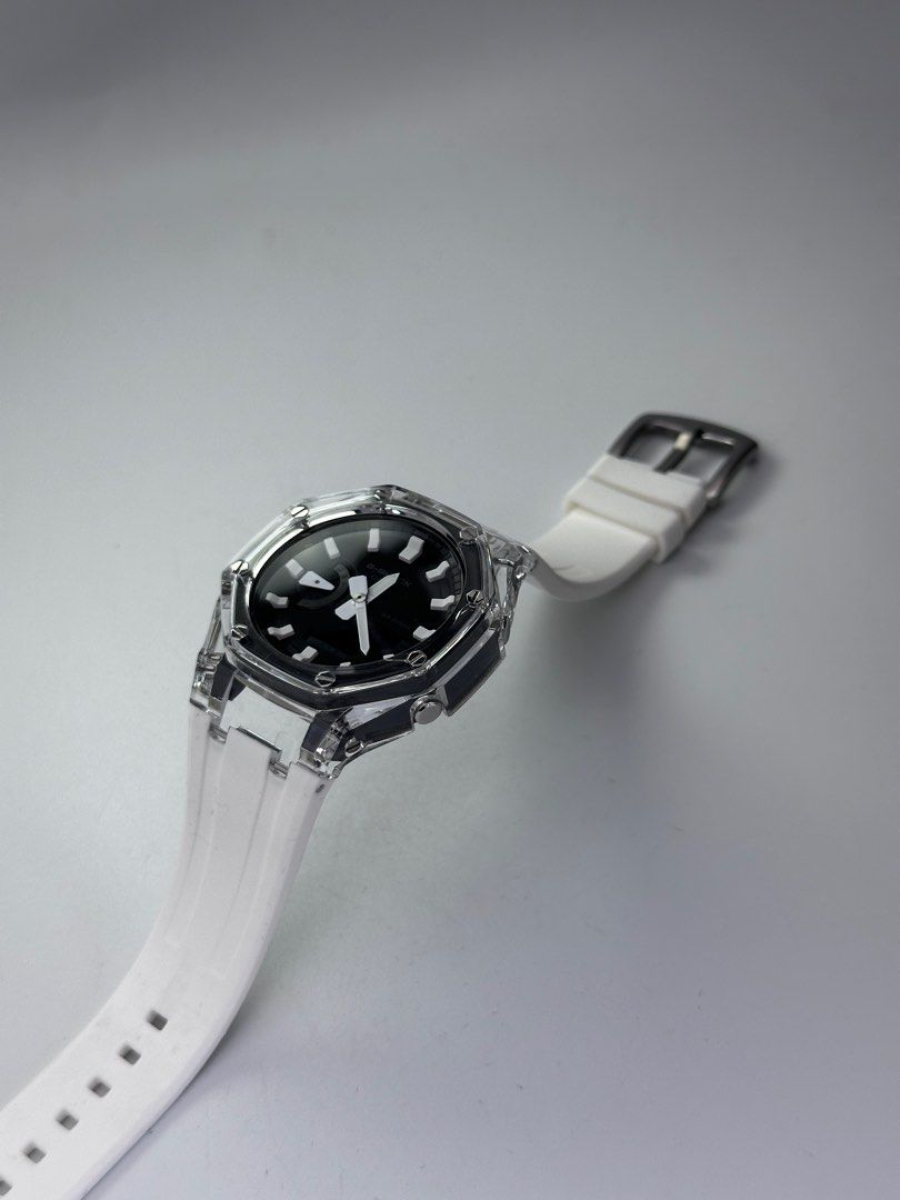 Original G-Shock GA2100 Mod Clear White AP Full Set, Men's Fashion ...