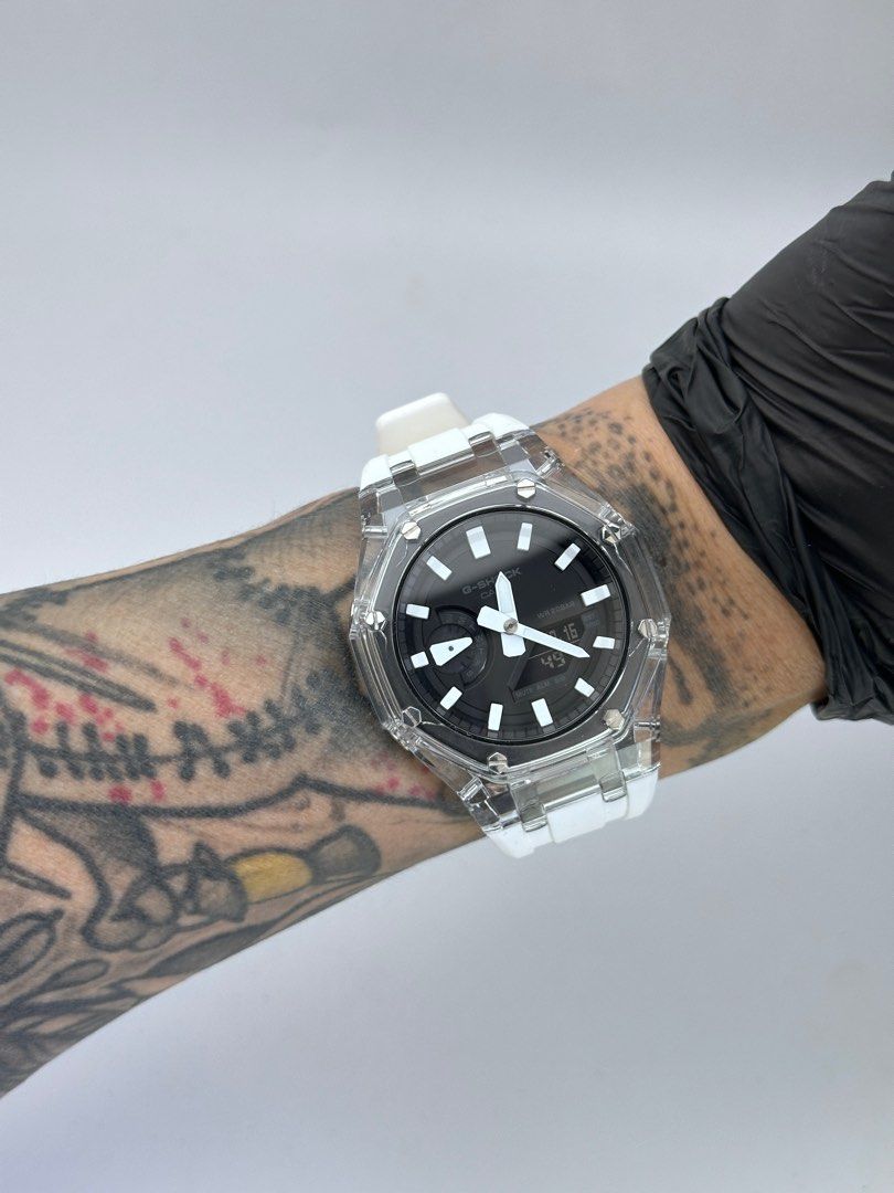Original G-Shock GA2100 Mod Clear White AP Full Set, Men's Fashion ...