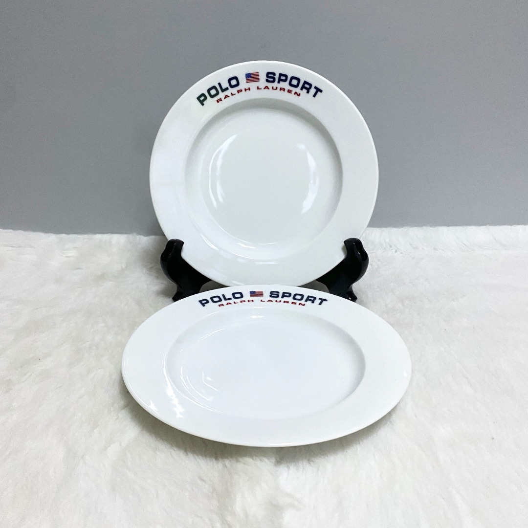 Polo Ralph Lauren White Logo Painted Luncheon Plates, Furniture & Home ...