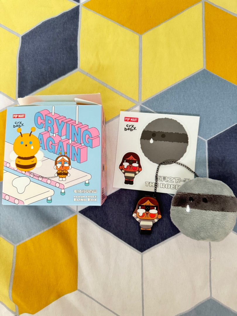 Popmart Crying again plush badge, Hobbies & Toys, Toys & Games on Carousell