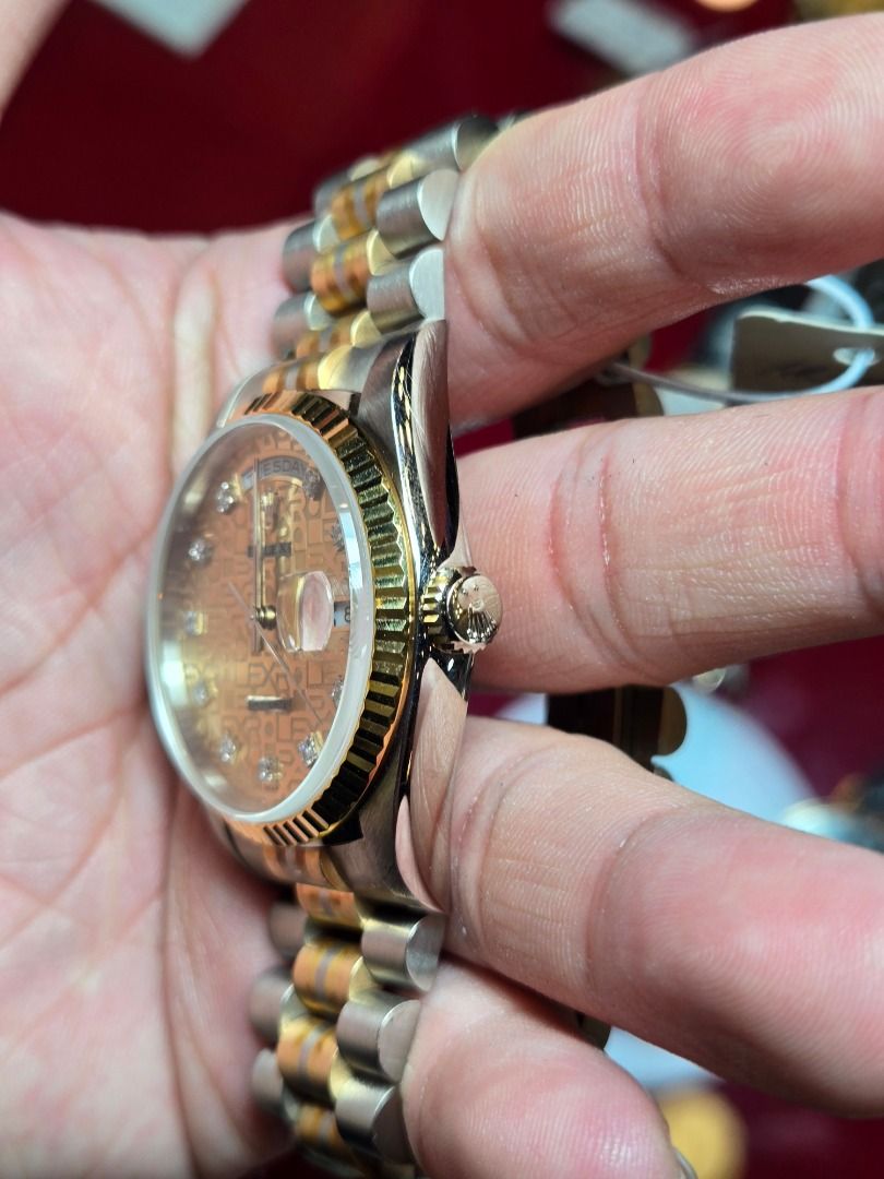 Rolex Day Date 36 Tridor Computer Diamond Dial White Rose Yellow Gold ...