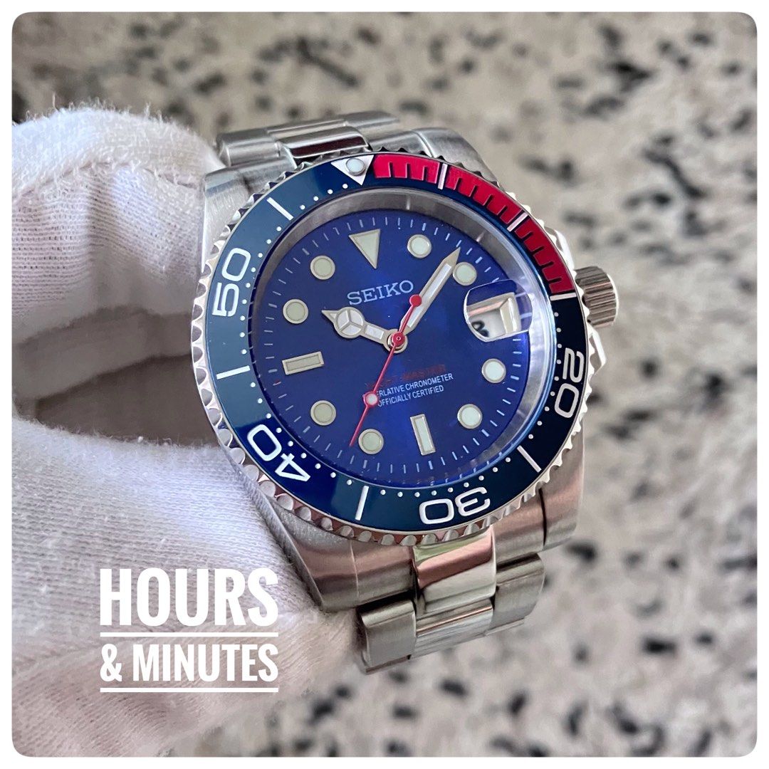 Seiko mod sunburst blue Yachtmaster automatic watch, Men's Fashion ...