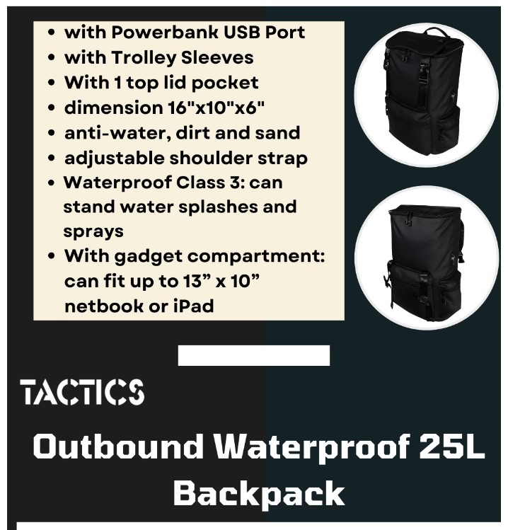Tactics Outbound 25 Liters Backpack, Computers & Tech, Parts ...