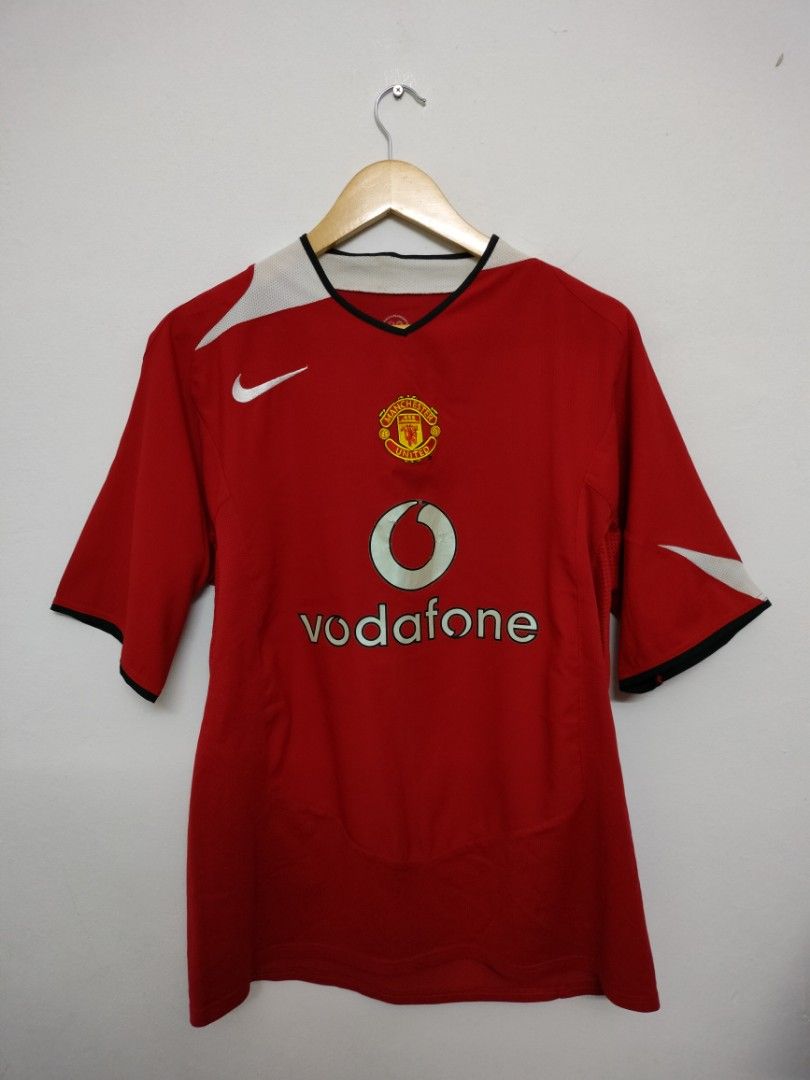 Vintage original Manchester united 2004 2006 home kit vodafone jersey ...