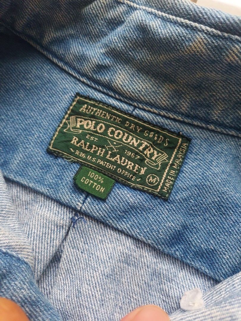 Vtg Polo RL Country Ralph Lauren Denim Shirt p24/26 Rm47 siap postage J ...