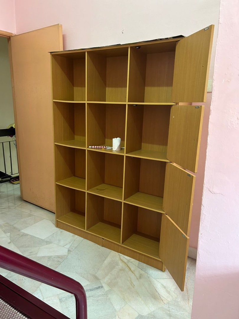 12 Compartments Cupboard Wood Shelves Bookcases, Furniture & Home ...