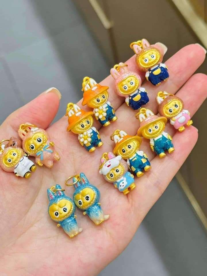 18K Saudi Gold labubu inspired pendant, Women's Fashion, Jewelry ...