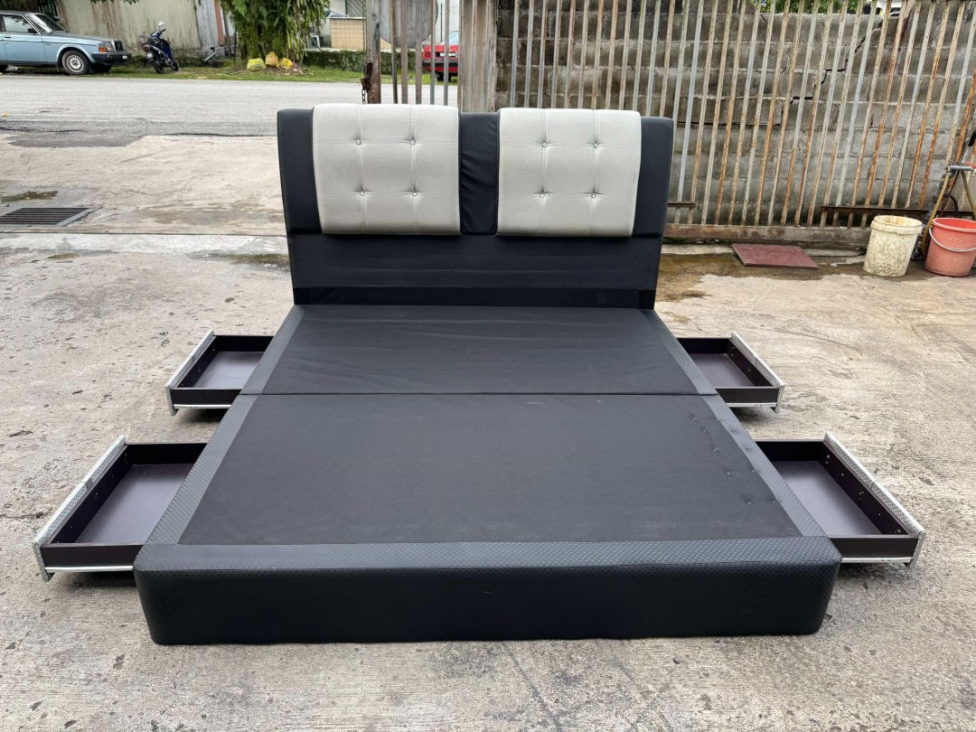 4 Storage Drawer Katil King Bed Frame Divan, Furniture & Home Living ...