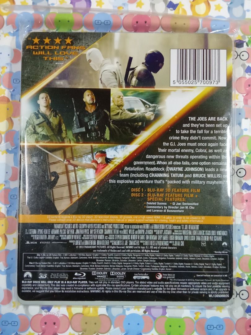 義勇群英 毒蛇反擊戰 G.I. Joe Retaliation 香港版 二手 3D+2D 2碟裝 鐵盒 英語 中文字幕 藍光 blu-ray Thai-subtitle Thai-audio ...