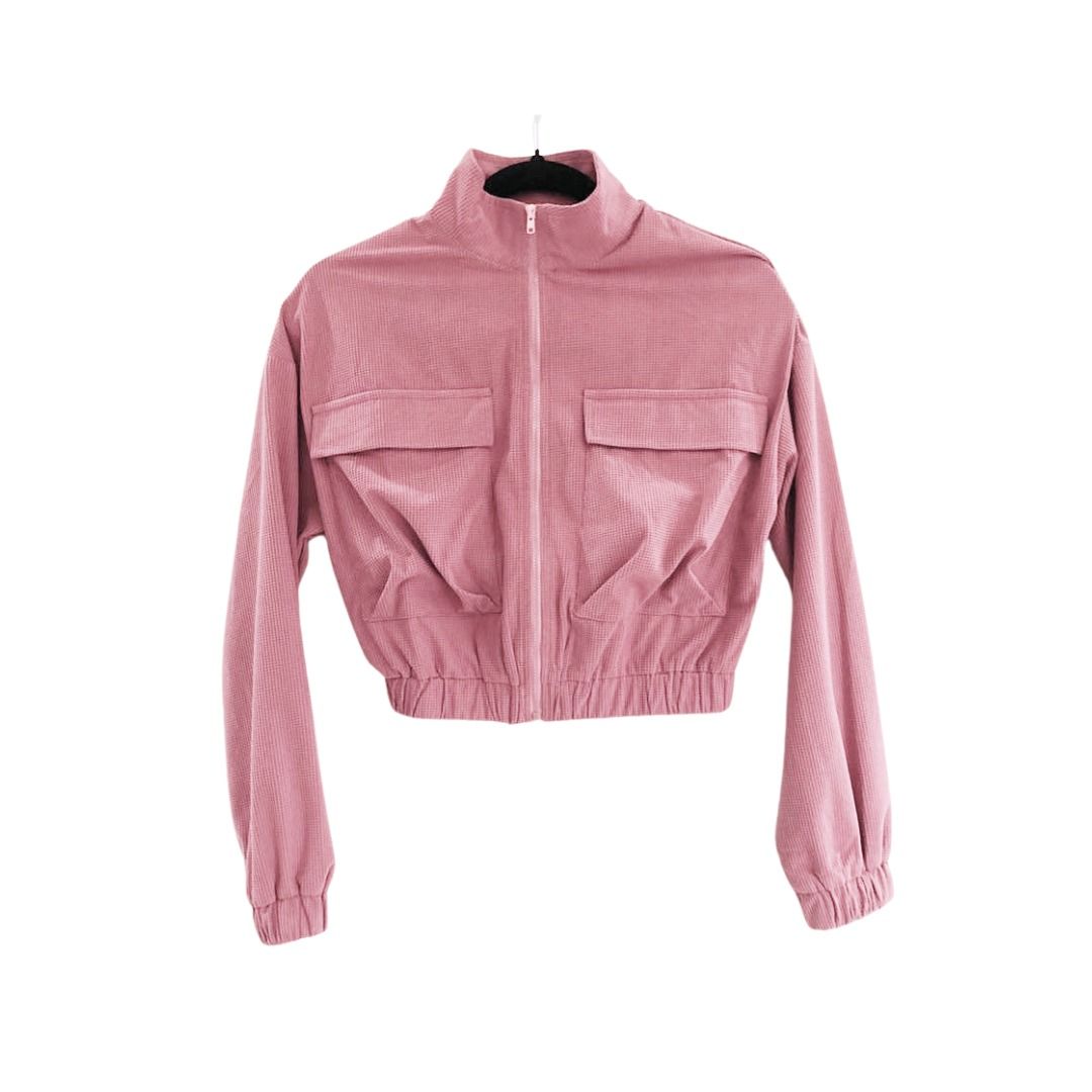 AREA STARS WAFFLE KNIT CROPPED/BOMBER BIG POCKET JACKET , Women's ...