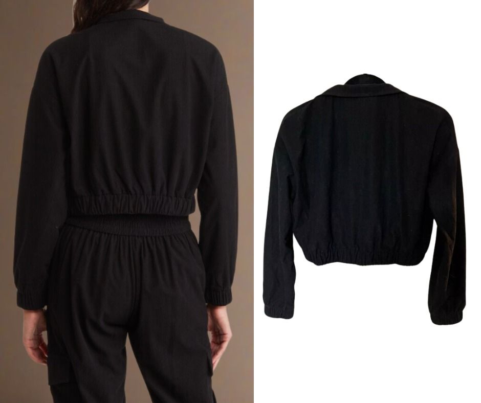 AREA STARS WAFFLE BIG POCKET KNIT ZIP CROPPED JACKET, Women's Fashion ...