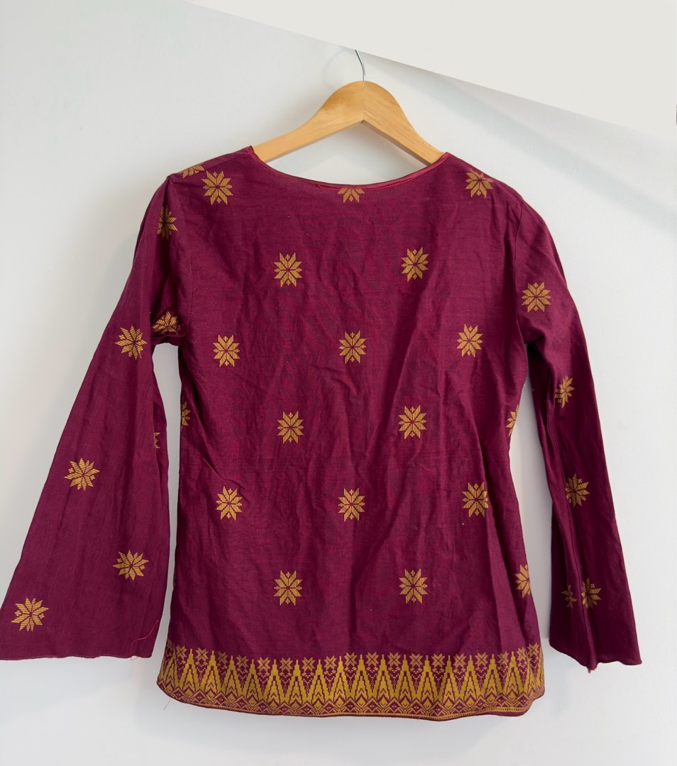 Blouse kain corak songket jahit sendiri, Women's Fashion, Tops, Blouses ...