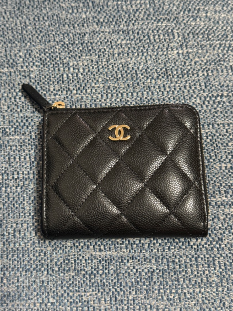 Chanel Classic Zipped Wallet Card Holder 荔枝皮 牛皮 卡包 卡片套 銀包, 名牌, 手袋及銀包 ...