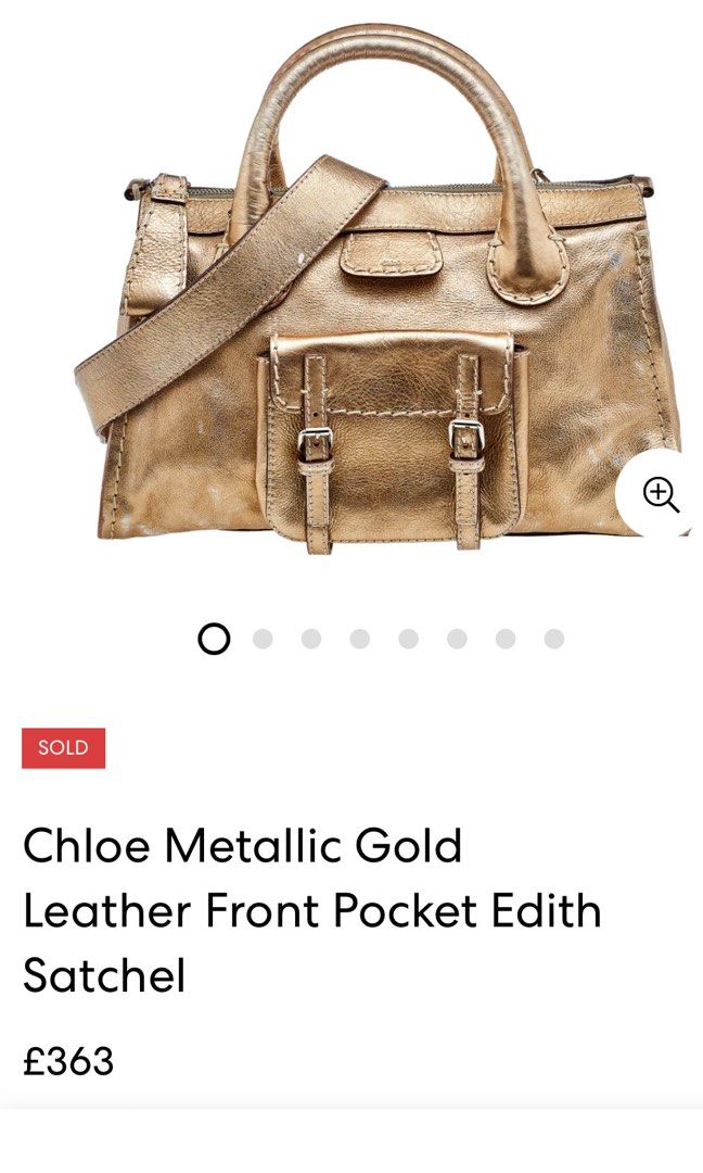 Chloe Rare Finds Metallic Gold Leather Front Pocket Edith Satchel ...