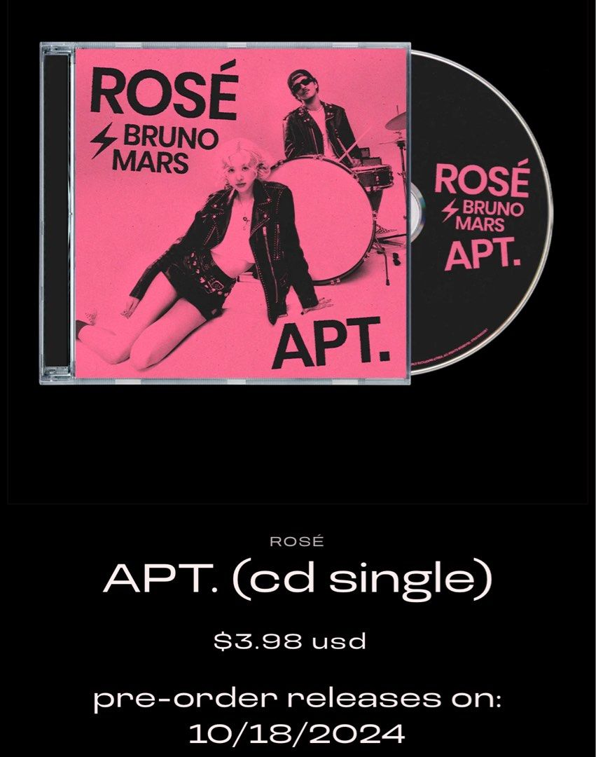 [INCOMING/WTS] BLACKPINK ROSÉ & BRUNO MARS APT. SINGLE CD, Hobbies & Toys, Memorabilia ...