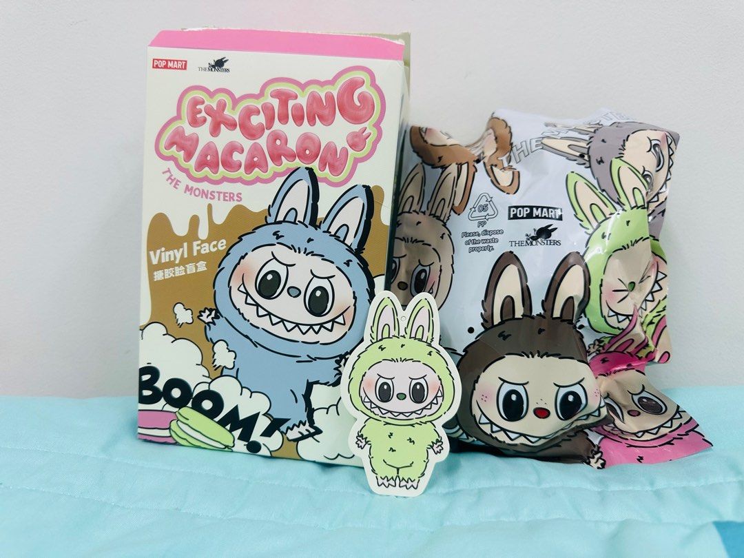Labubu version 1 exciting macaron the monsters green grape, Hobbies ...