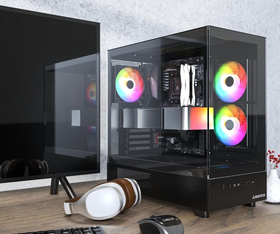 MONTECH XR, ATX Mid-Tower PC Gaming Case, 3 x 120mm ARGB PWM Fans Pre ...