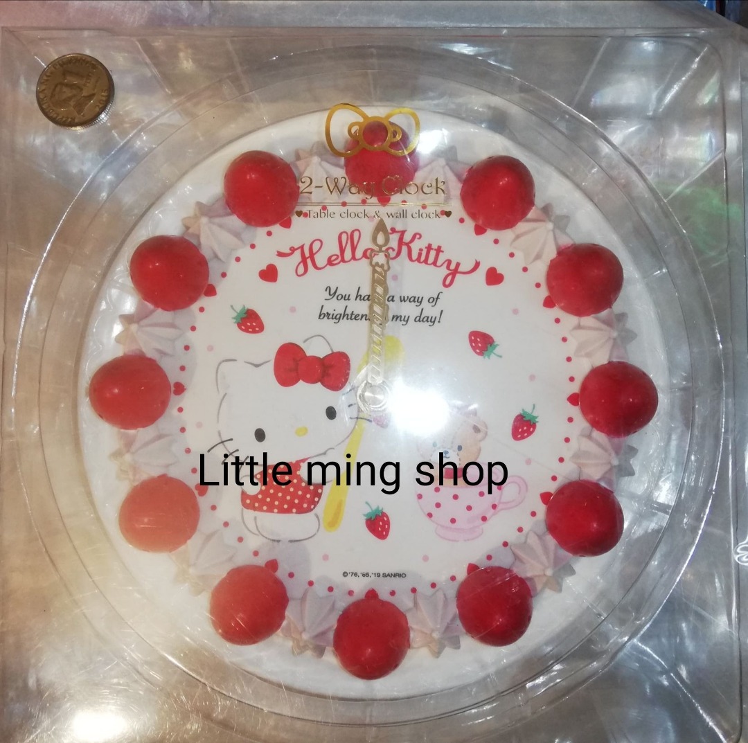 Original Sanrio 2019 Hello Kitty Wall Clock Cake, Furniture & Home ...