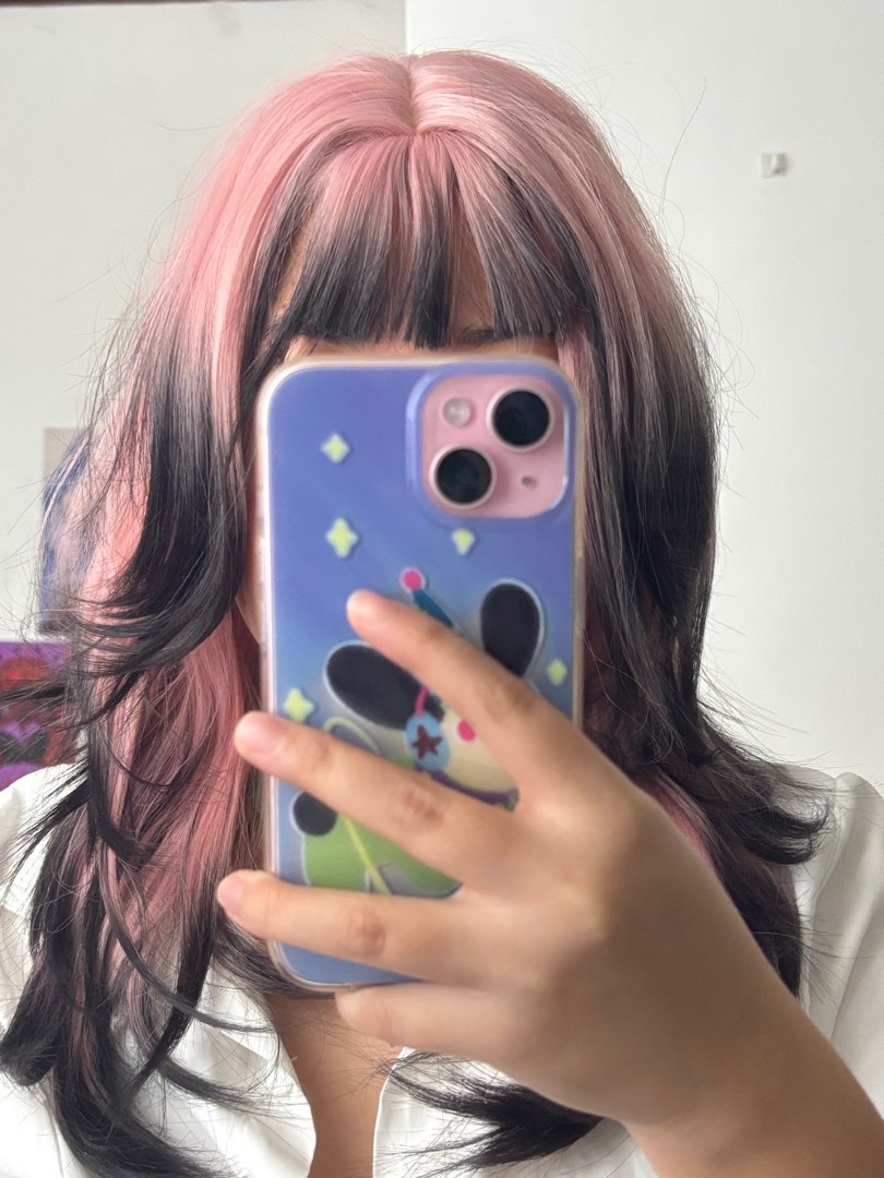 Pink and Black Wolf Cut Jellyfish Wig / cosplay daily wig alice garden ...