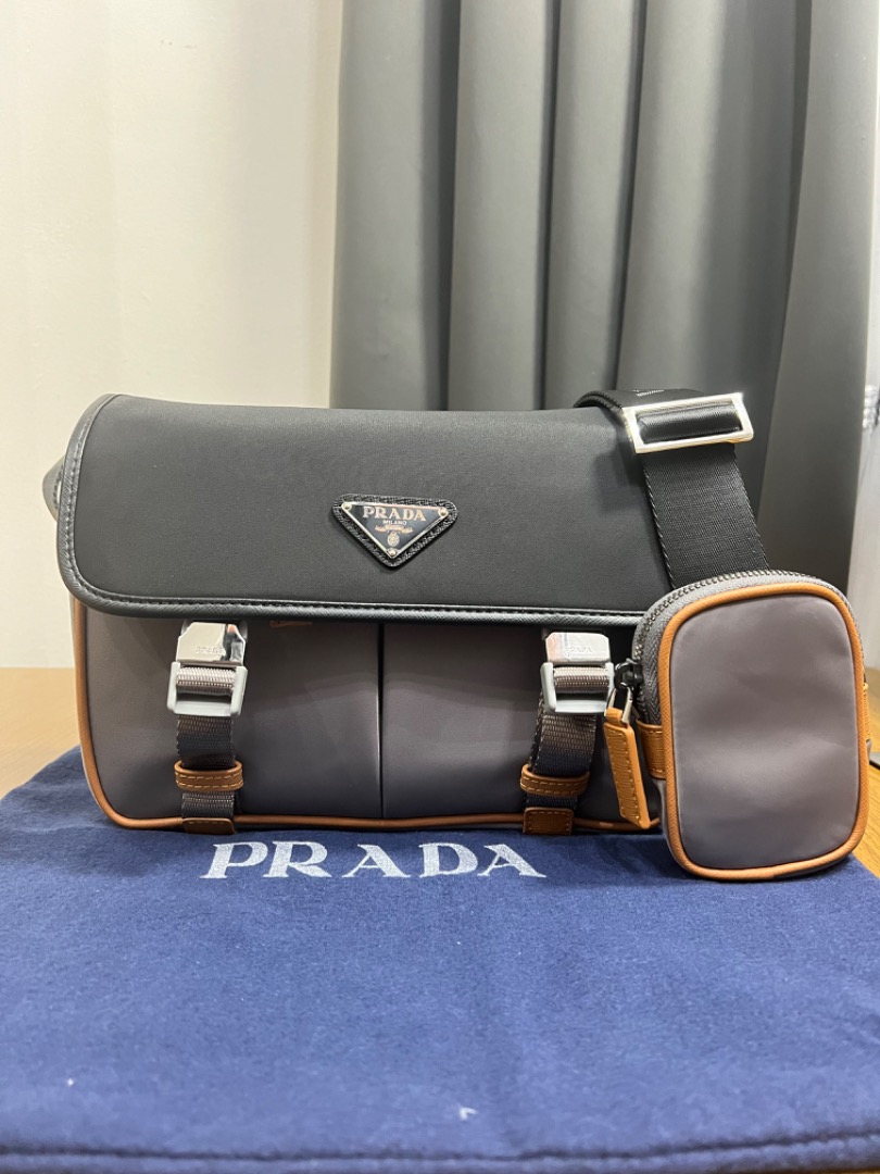 Prada Nylon Saffiano leather messenger Bag 2VD769, Luxury, Bags & Wallets on Carousell