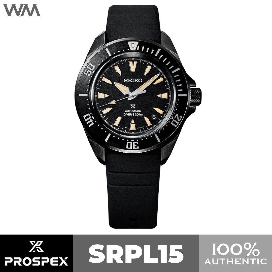 Seiko Prospex Samurai Black Dial Black Coated Automatic Watch Silicone ...