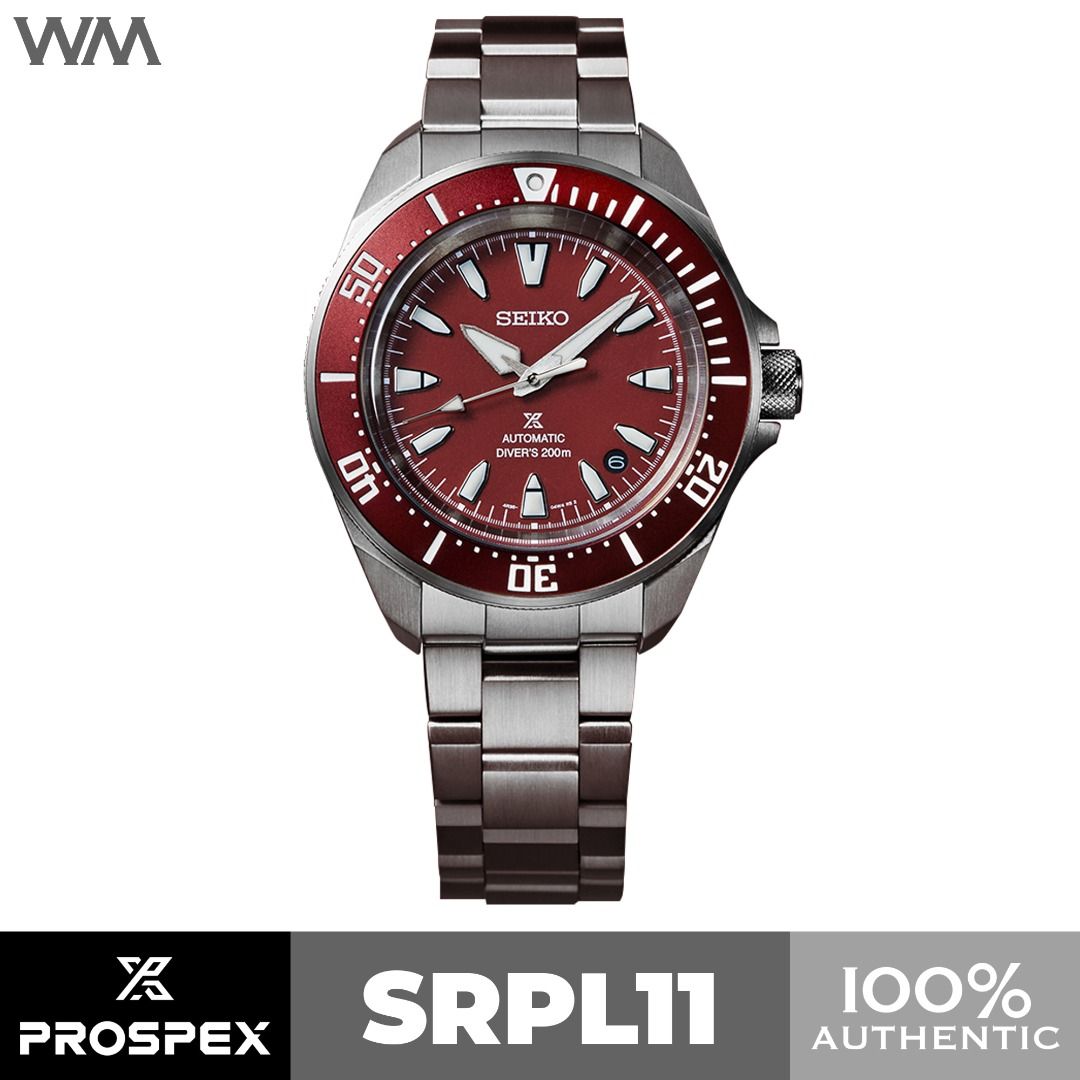 Seiko Prospex Samurai Burgundy Red Dial Stainless Steel Automatic Watch ...