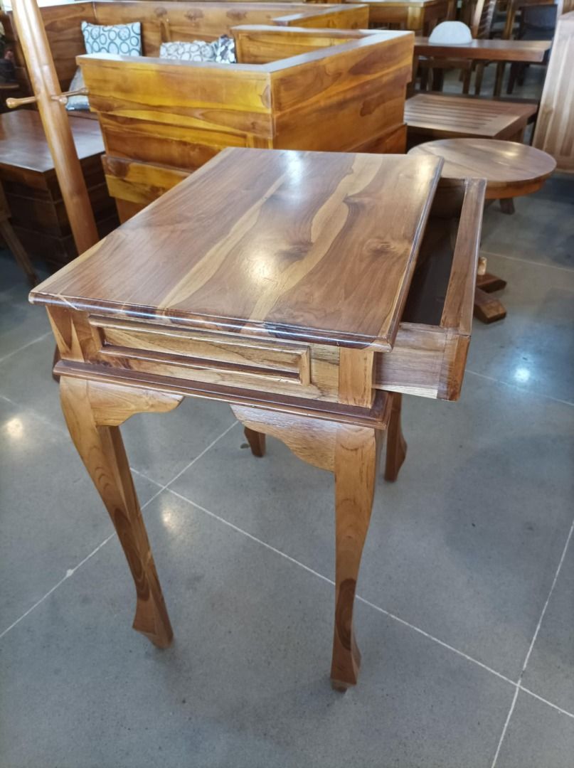Solid Teak Wood Small Gareng 1-drawer Classic Console Table, Furniture ...