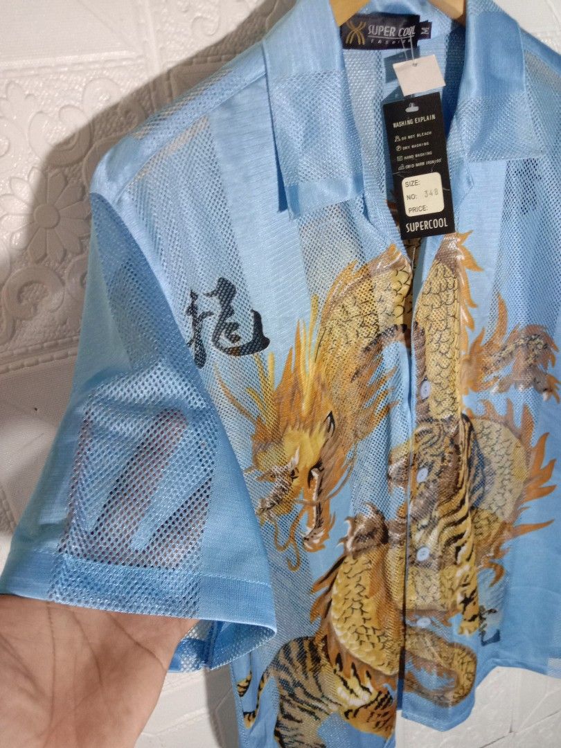 Super cool open collar fashion polo dragon and tiger design bnew with ...