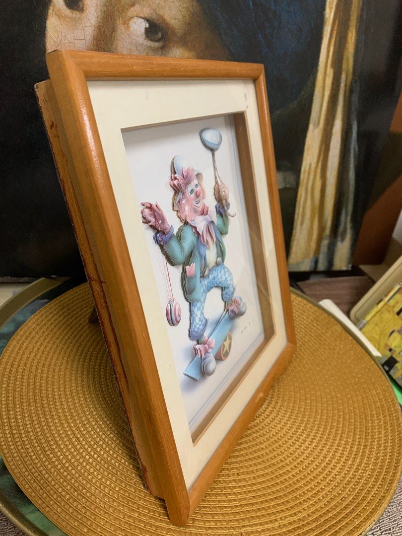 Vintage Rob Pohl 3D Decoupage Clown in Shadow Box Wall Art ...