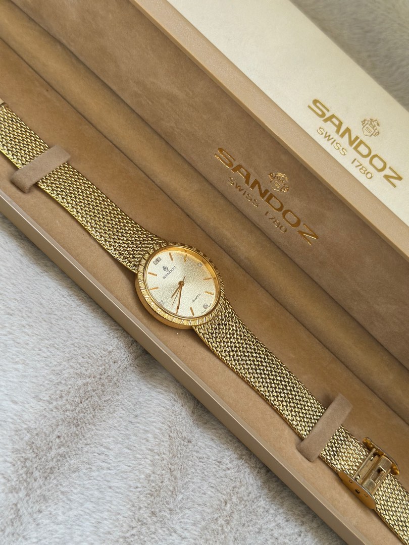 Vintage Sandoz All Gold with Diamond Watch, Women's Fashion, Watches ...