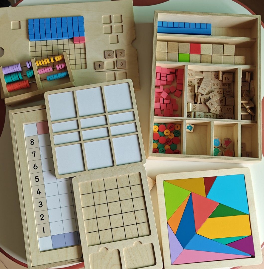 蒙特梭利 數理教具 （Montessori length puzzle, math logic, calculation）, 興趣及遊戲 ...