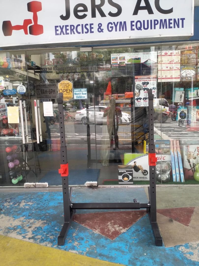 Adjustable Red Squat Rack, Sports Equipment, Exercise & Fitness, Cardio ...