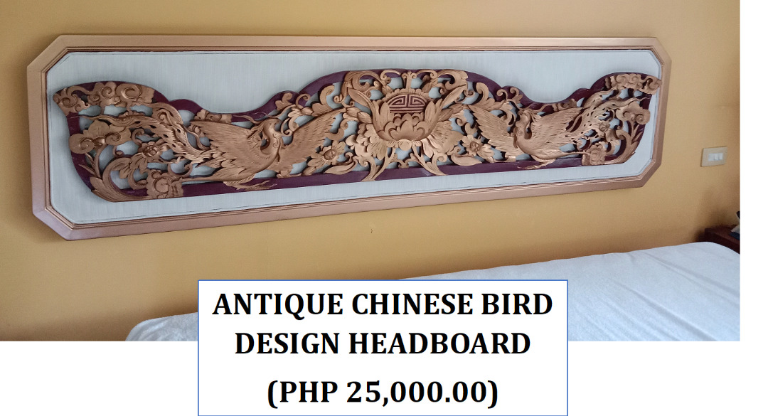 ANTIQUE CHINESE BIRD DESIGN HEADBOARD, Furniture & Home Living, Home ...