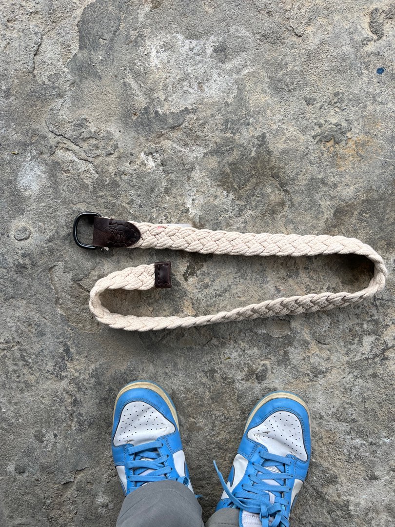 Belt Abercrombie & Fitch White Braided Belt Moose Logo Leather, Men's ...