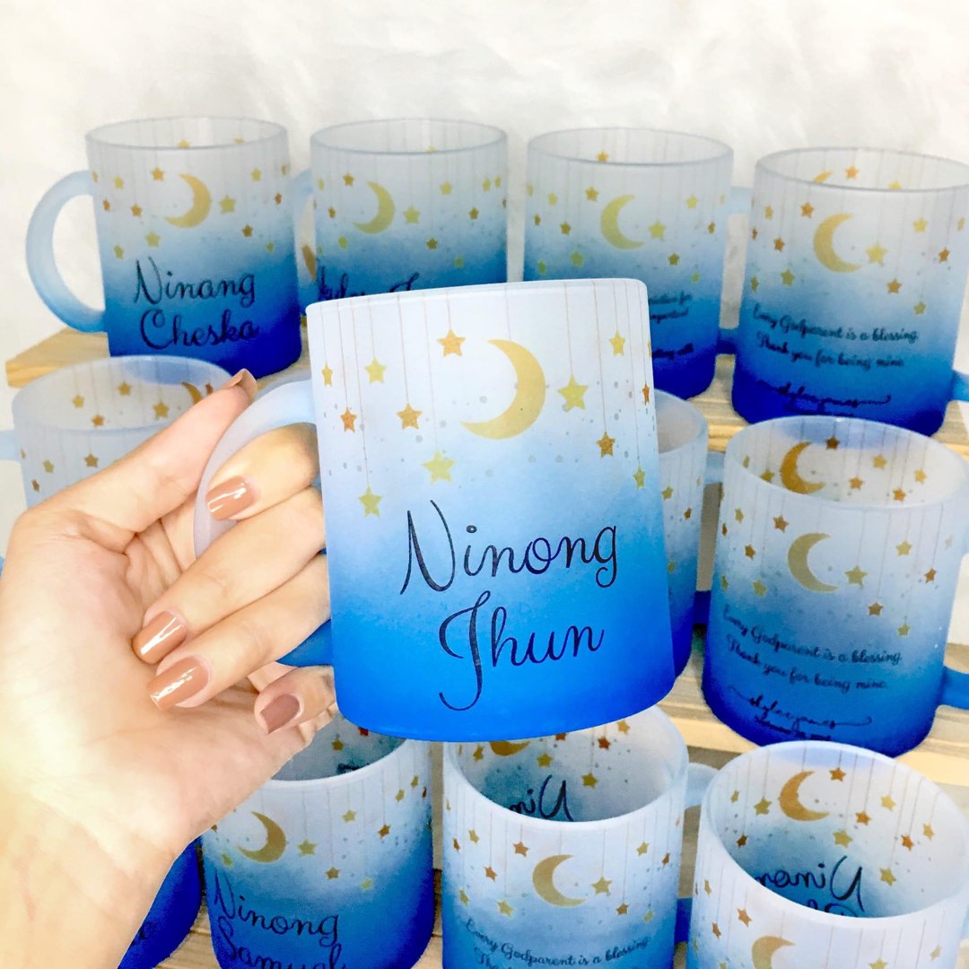 Customized colored frosted mug for christening baptismal dedication ...