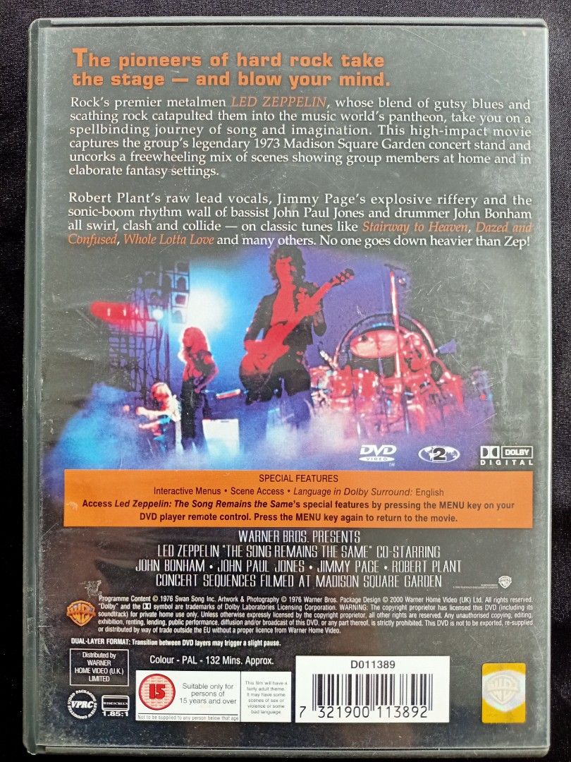 DVD Led Zeppelin : the song remains the same - in concert and beyond ...