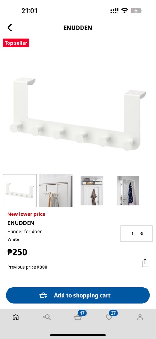 IKEA Enudden Hanger for Door, Furniture & Home Living, Home Improvement ...