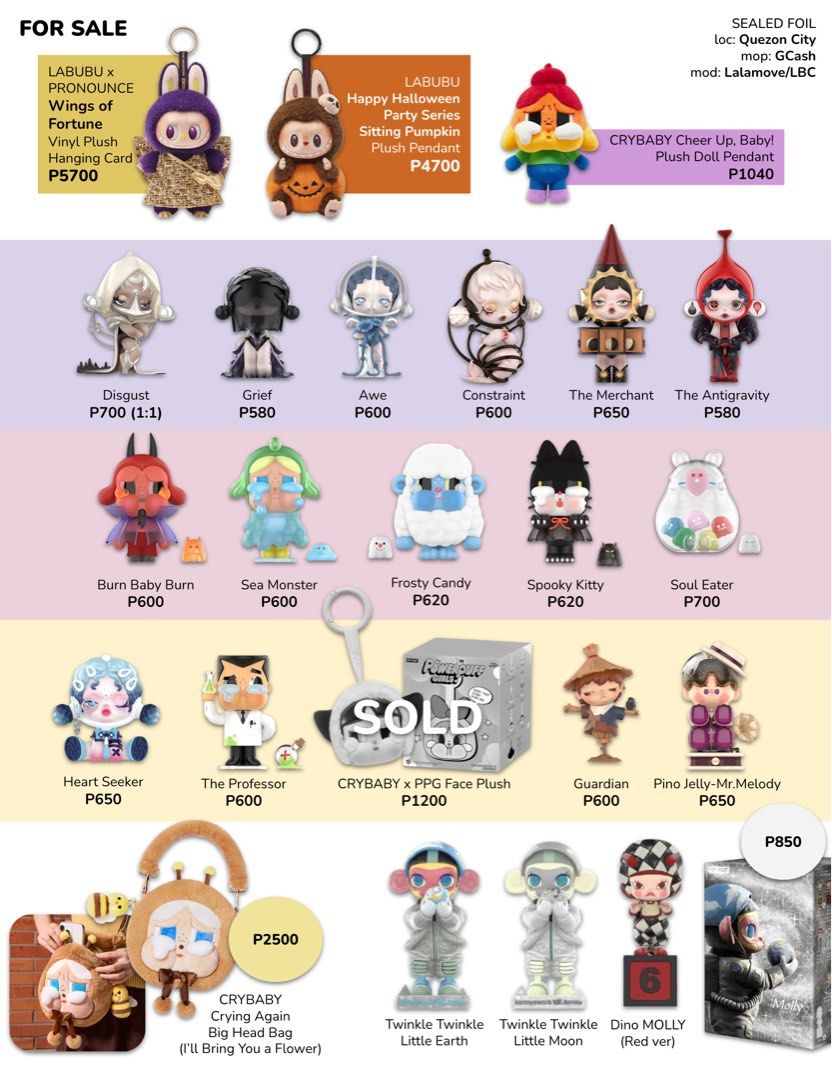 LABUBU | SKULLPANDA | HIRONO | CRYBABY PPG | SPACE MOLLY | POP MART ...