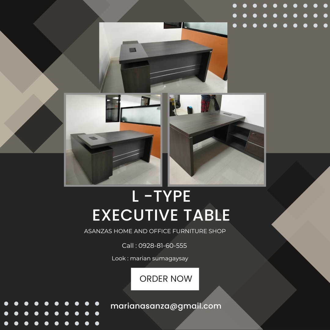 L-type executive table, Furniture & Home Living, Office Furniture ...