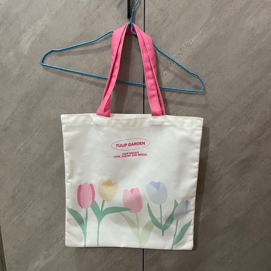 Miniso Tulip Garden Collection Pink Tote Bag, Women's Fashion, Bags ...
