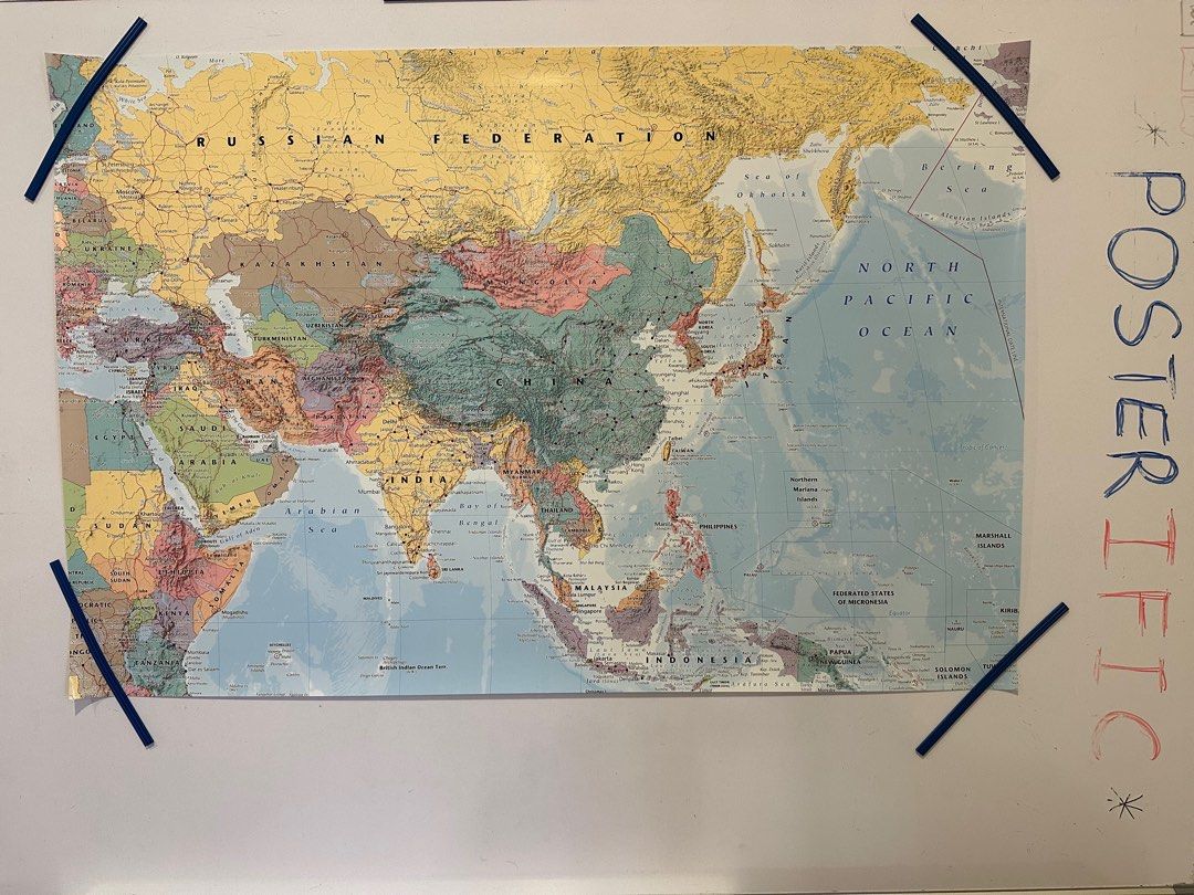 [NEW] Asia & Middle East Countries Map - Poster (61 cm X 91.5 cm) [MPF ...