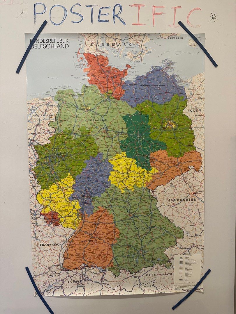 [NEW] Germany Map - Poster (61 cm X 91.5 cm) [MPF-01-GN0750], Hobbies ...