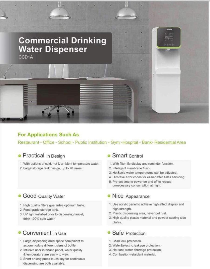 Purified drinking hot normal and cold water dispenser touch screen ...