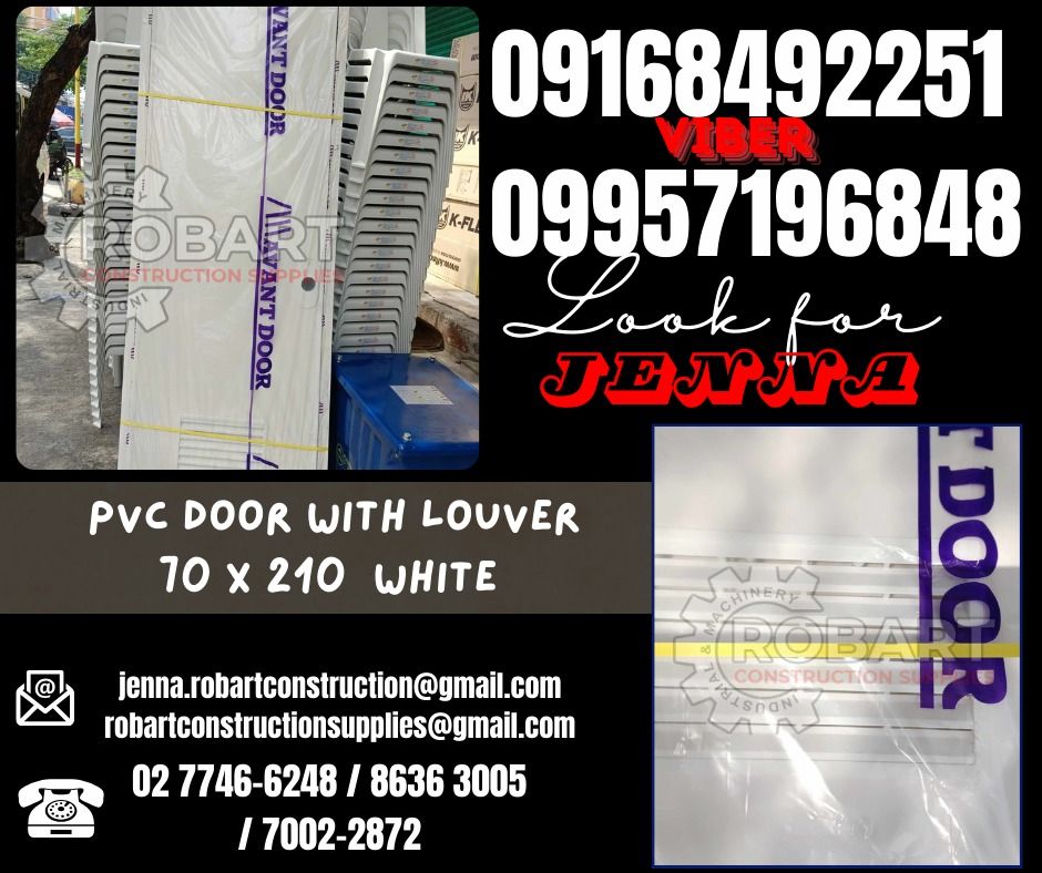 pvc door with louver 70 x 210cm white, Commercial & Industrial, Construction Tools & Equipment ...