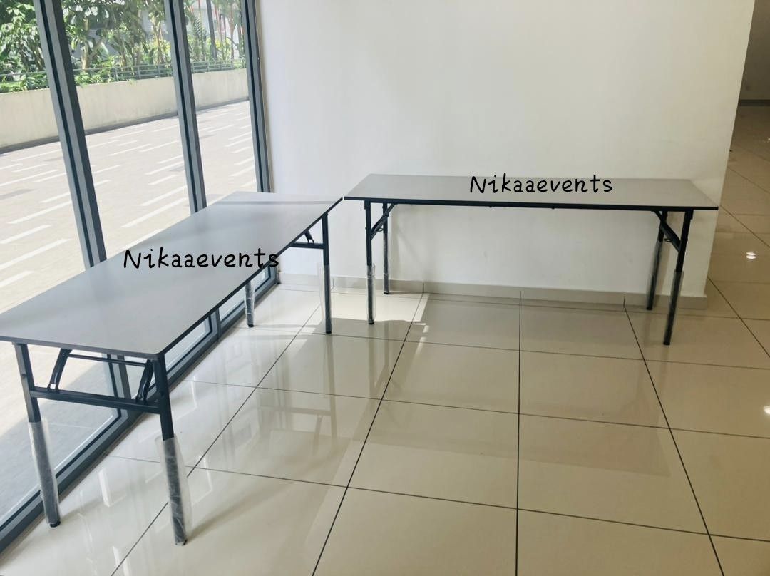 [Rental Sewa] Banquet table, Meja Oblong, Meja petak, Kerusi Plastic ...